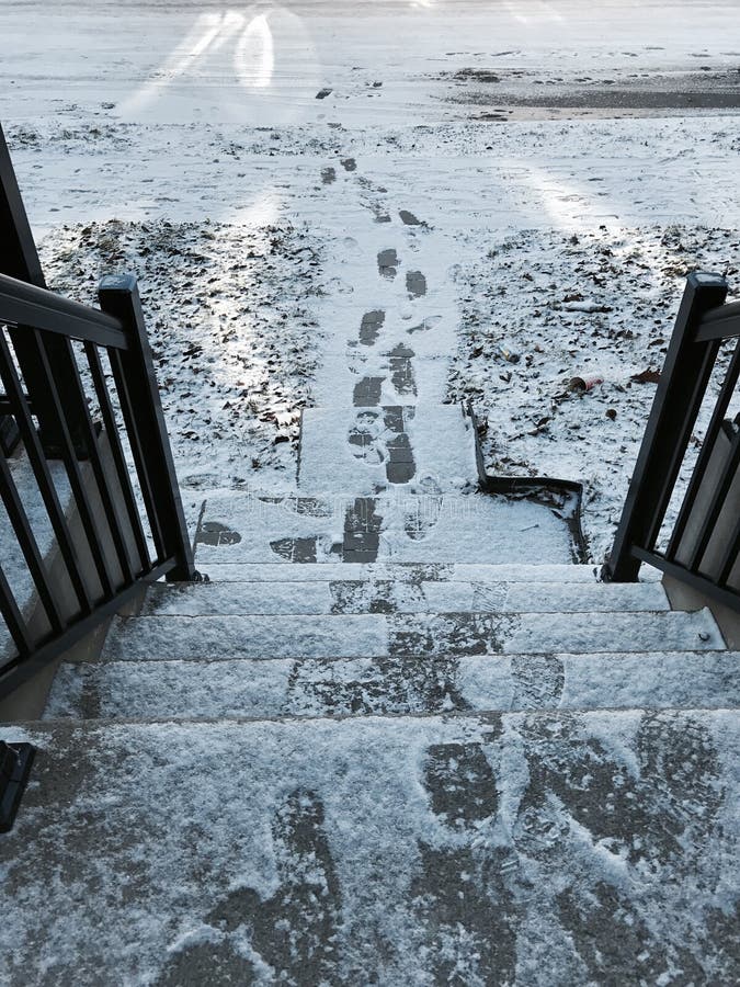 Busy Steps on the Snowy Day Stock Photo - Image of snowy, foot: 161595526