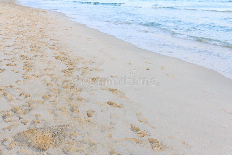 Many Footprints in Clean Sand. Stock Photo - Image of footprint, relax ...