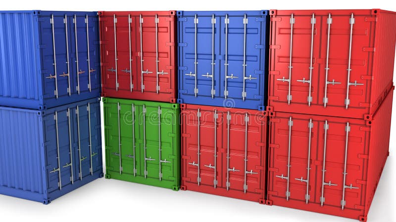 Stacked shipping container stock illustration. Illustration of delivery ...