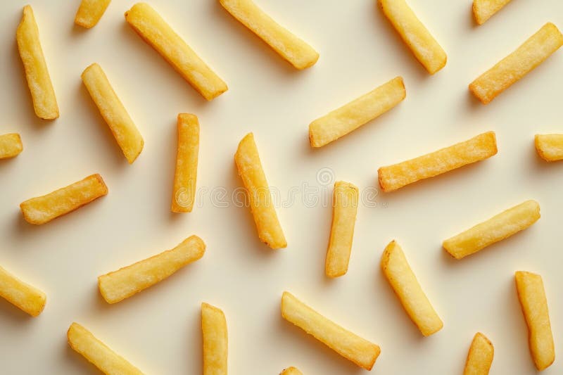 Many French Fries Creating a Repeating Pattern on a Light Yellow ...