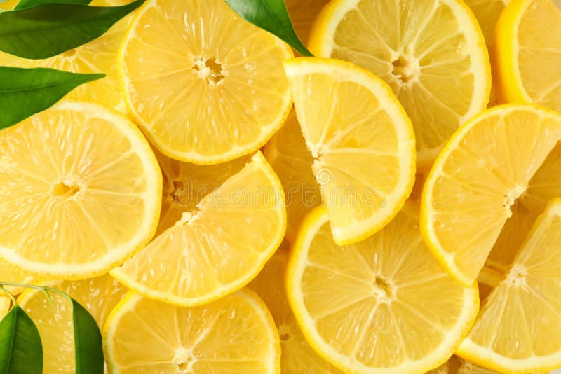 Many fresh lemon slices stock photo. Image of closeup - 151239922