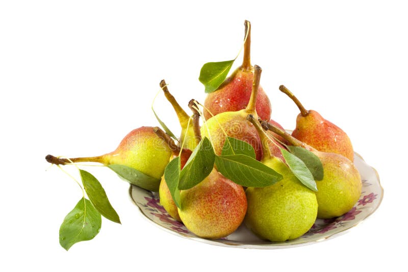 Many Fresh Pears On The Plate Stock Image - Image of meal, harvesting ...