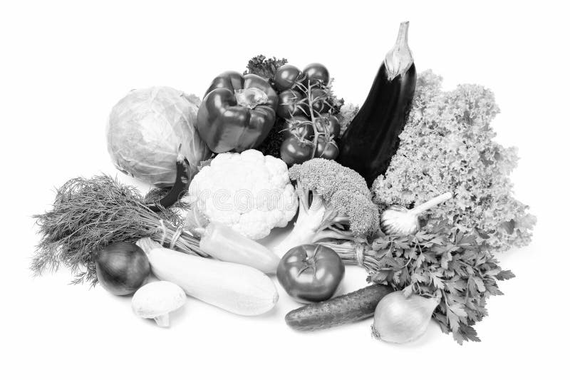 Many Fresh and Ripe Vegetables Isolated on White Stock Image - Image of ...