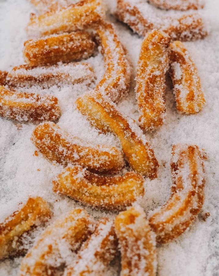 Fried Churros with Sugar Typical of Spain Stock Image - Image of recipe ...