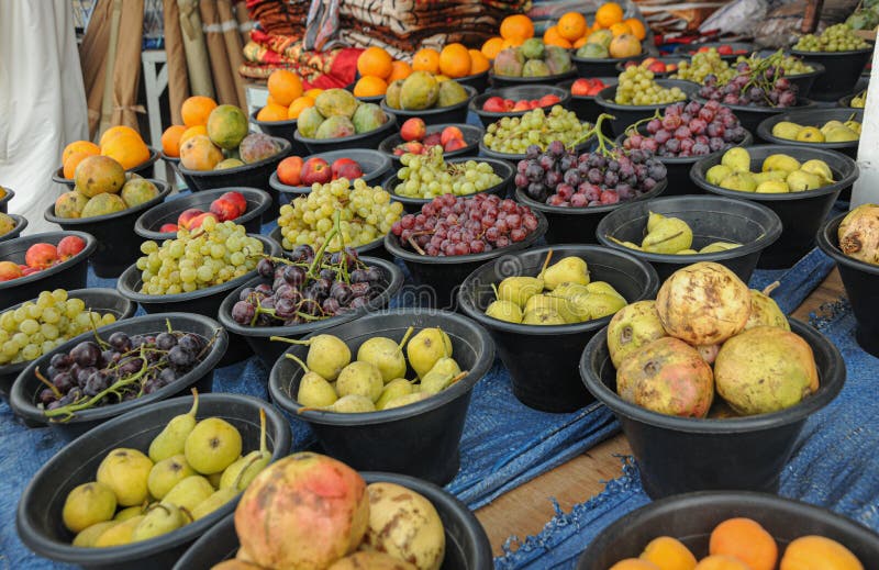Many Fruits in Baskets for Sale Stock Image - Image of orange, organic ...