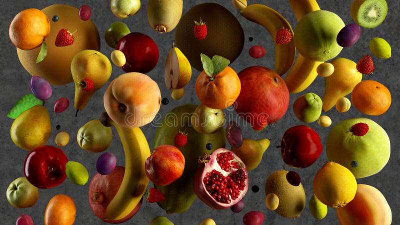 Many fruits falling stock illustration. Illustration of dieting - 212431620