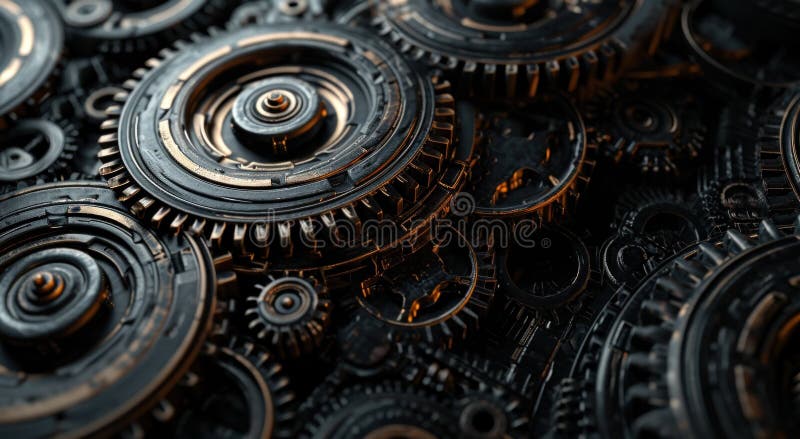 Many Gears Close Up Inside of a Machine. Stock Illustration ...