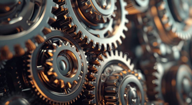 Many Gears Close Up Inside of a Machine. Stock Illustration ...