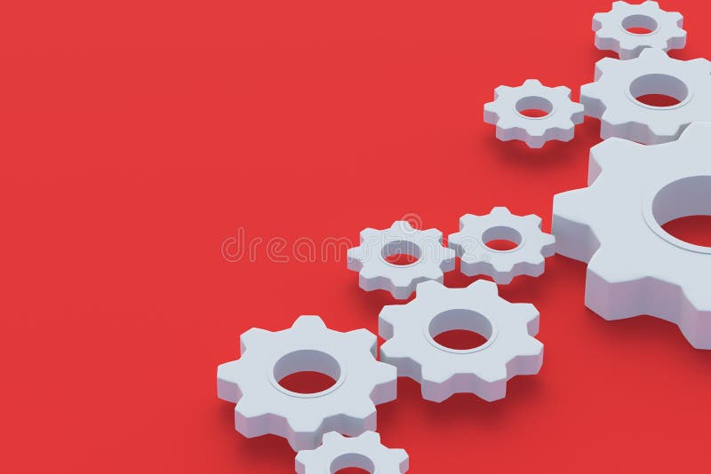 Set of Gears on Red Background. Engineering Technology Stock ...