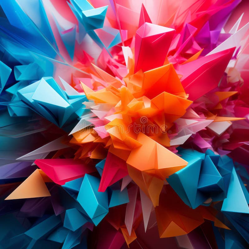 Many Geometric Figures and Bright Colors are Creating an Abstract Work ...