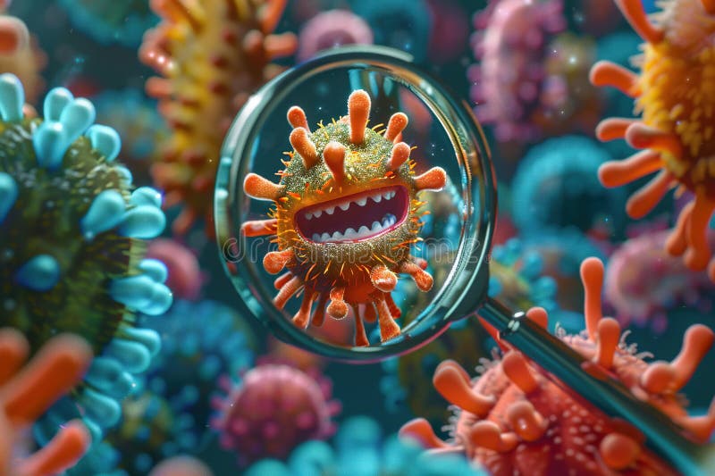 Many Germs and Bacteria of Different Shapes and Colors. Microbiology ...