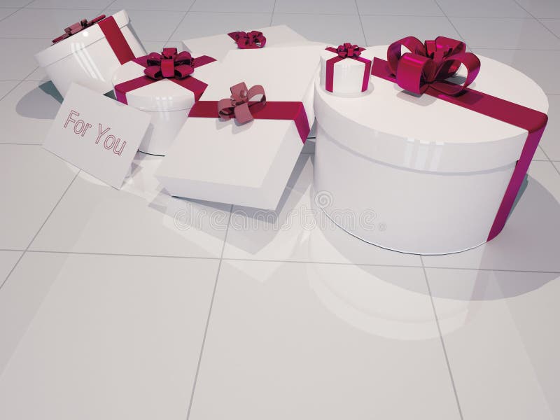 Many Gifts on the Floor, 3d (corrected) Stock Illustration ...