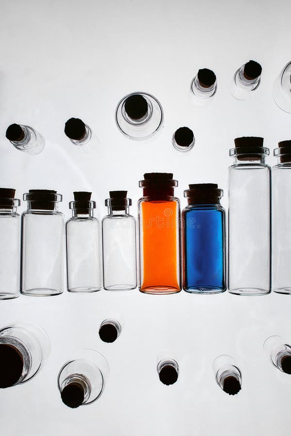 Many Glass Bottles on White Background Stock Image - Image of ...