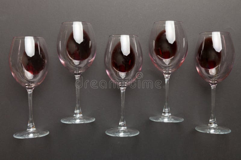 Many Glasses of Red Wine at Wine Tasting. Concept of Red Wine on ...