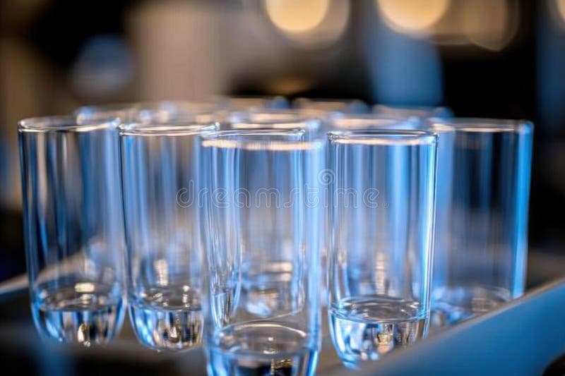 Many Glasses Stand with Water Inside and Minimalist Concept, Refreshing ...