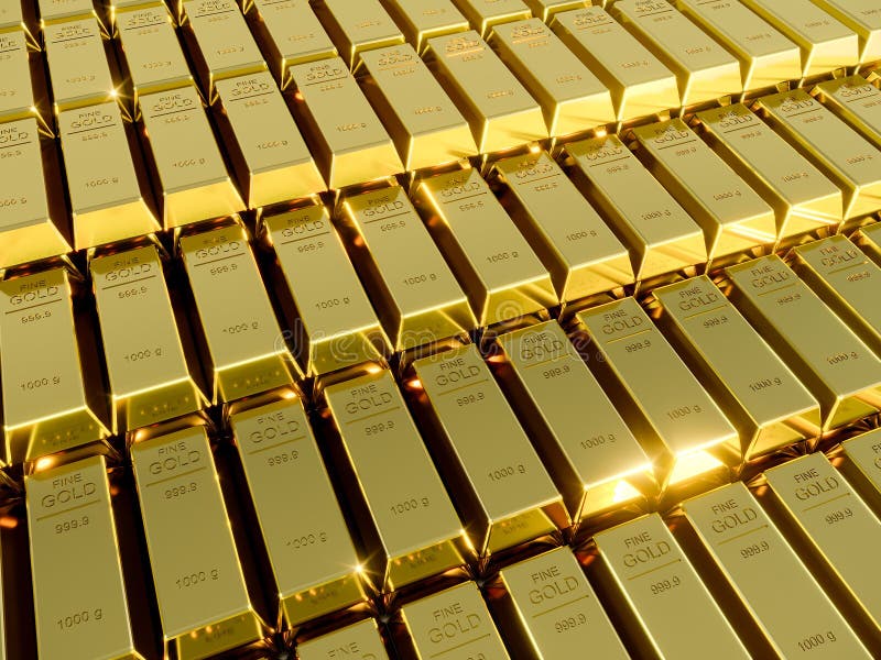Many Gold Bars or Ingot, 3d Stock Illustration - Illustration of ...