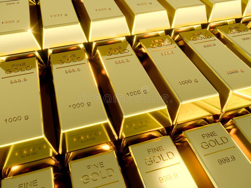 Many Gold Bars or Ingot, 3d Stock Illustration - Illustration of ...