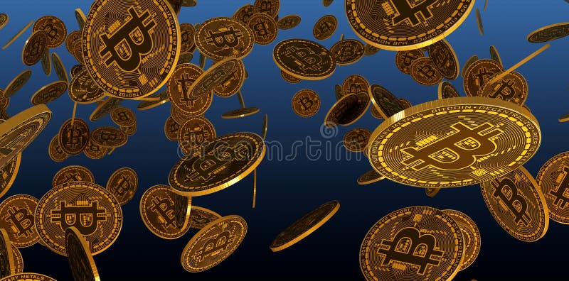 Many Gold Bitcoins Laying on Reflective Surface, 3d Rendering Stock ... Many Gold Bitcoins Laying on Reflective Surface, 3d Rendering Stock ...