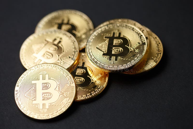 Many gold bitcoins stock photo. Image of golden, ecommerce - 107906852