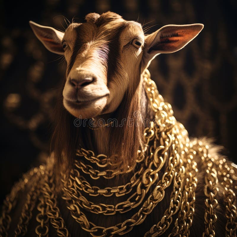 Many Gold Chains in Goat Neck Generative AI Stock Illustration ...