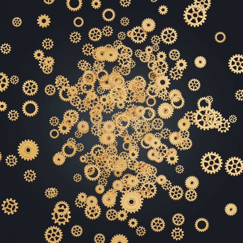 Many gold gears stock illustration. Illustration of concept - 48370782