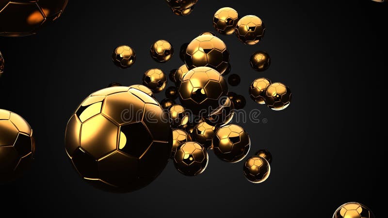 Many Gold Soccer Balls on Black Background. Stock Footage - Video of ...