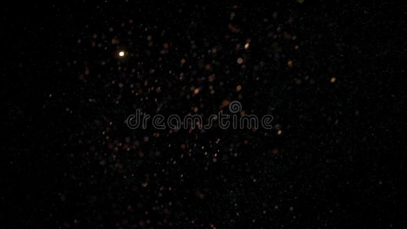Many Golden Glitter Particles Powder Falling, Floating on Empty Black ...