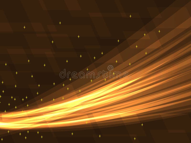 Many Golden Rays with Small Stars on Dark Brown Background Stock Vector ...
