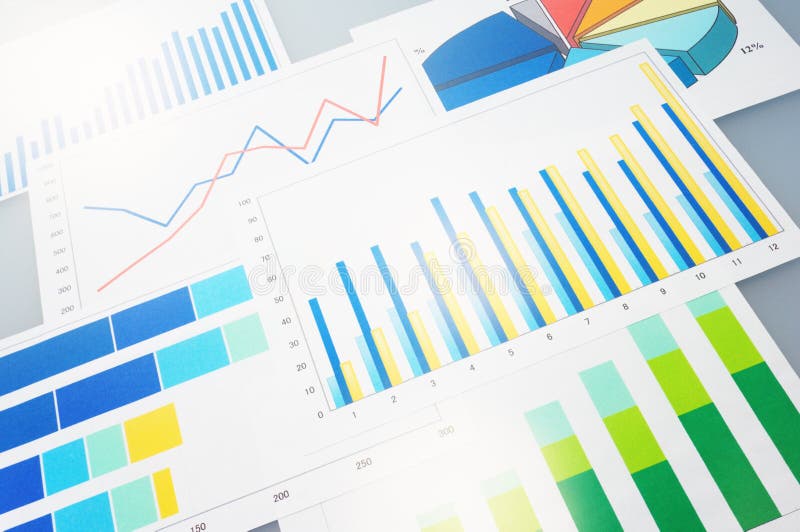 Many graphs. stock photo. Image of statistics, document - 36252244