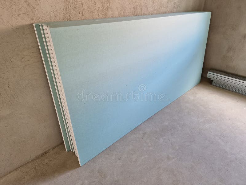 Many Green Drywall Sheets for Constructions Stock Photo - Image of ...