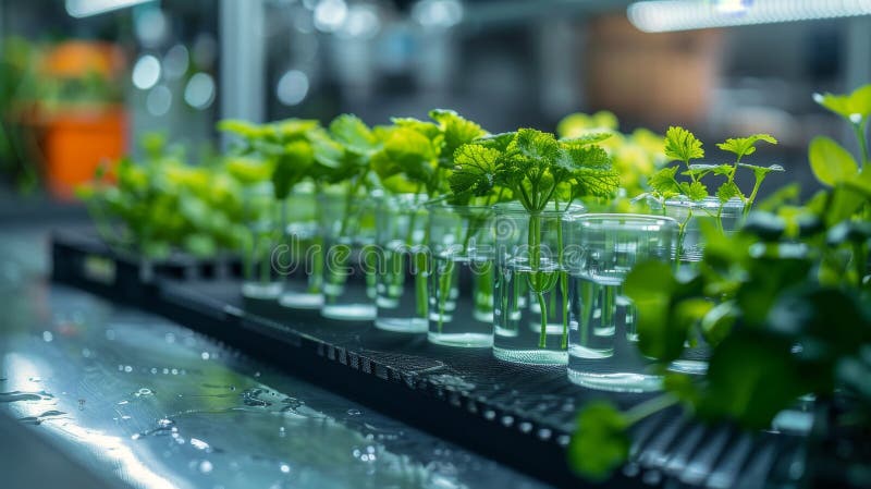 Many Green Plants in Test Tubes. Biotechnology, Science of Genetic ...