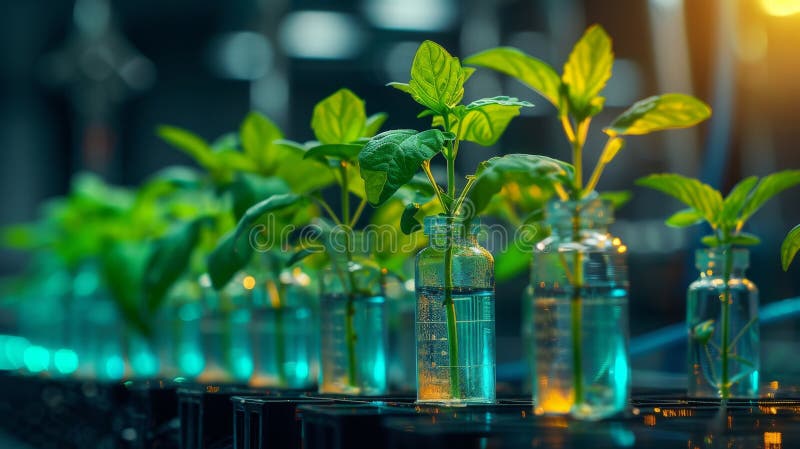 Many Green Plants in Test Tubes. Biotechnology, Science of Genetic ...