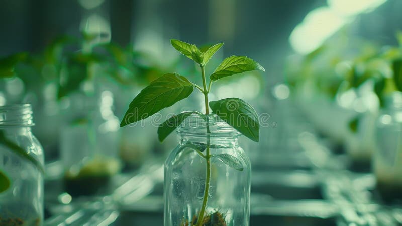 Many Green Plants in Test Tubes. Biotechnology, Science of Genetic ...
