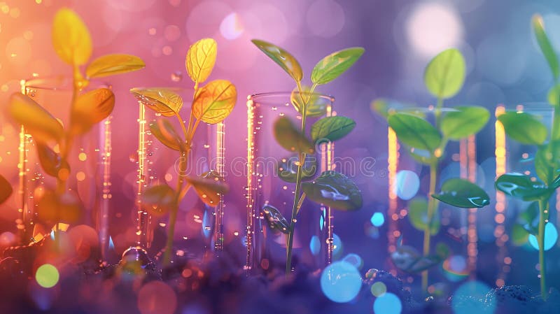 Many Green Plants in Test Tubes. Biotechnology, Science of Genetic ...