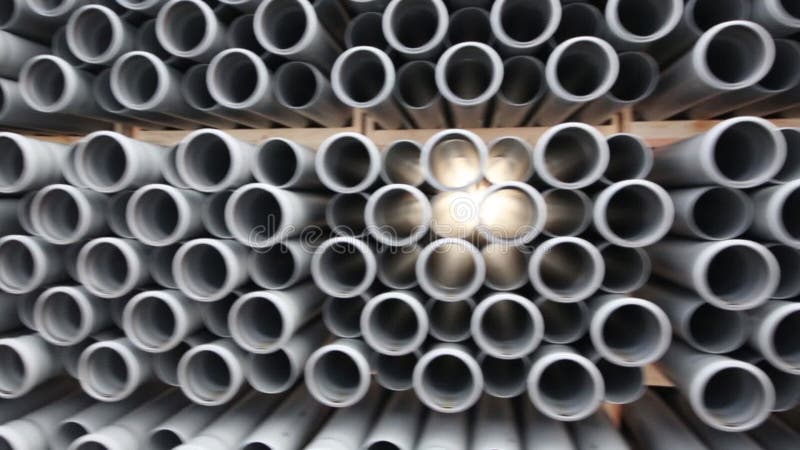 Many Grey Plastic Pipes for Sewage Systems in Big Stock Footage - Video ...