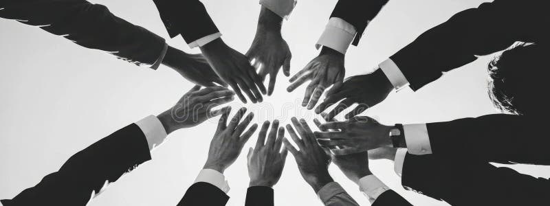 Many Hands Come Together To Reach the Sky in Unity and Teamwork Concept ...