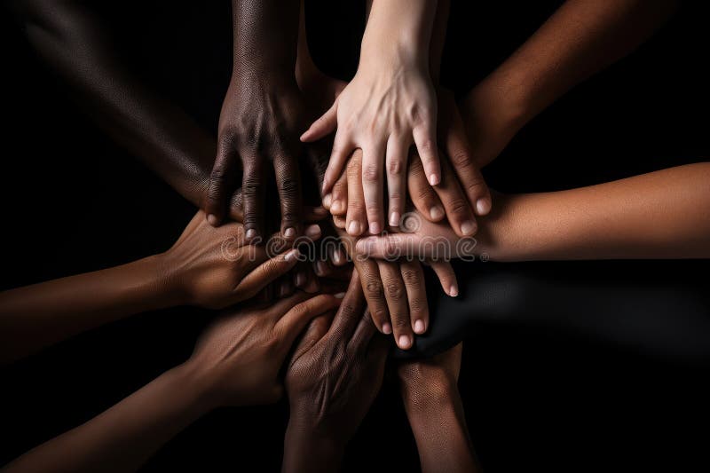 Many Hands Diverse in Races and Ethnicities Joined Stock Illustration ...