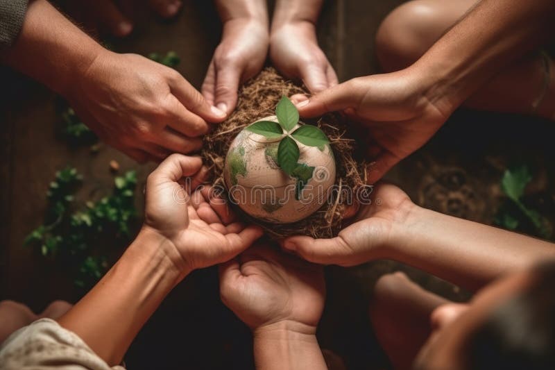 Many Hands Holding a Model of a Globe. Concept for Greening and ...