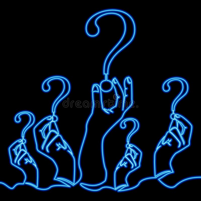 Many Hands are Holding Question Marks Icon Neon Glow Concept Stock ...