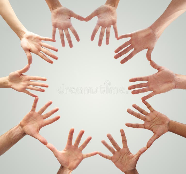 Many Hands Make Light Work. Low Angle Shot of Hands in a Circle Forming ...