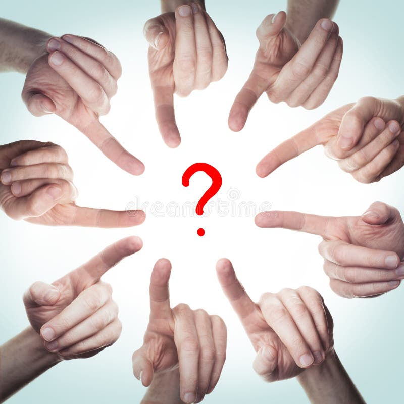 Many Hands Point To a Question Mark. Concept the Solution of the ...