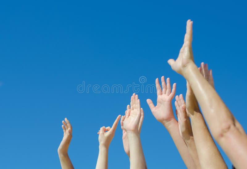 Hands of kids stock image. Image of happy, exciting, lifting - 3399949