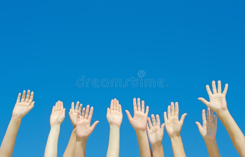Many Hands Congratulate a Winner Stock Image - Image of card ...