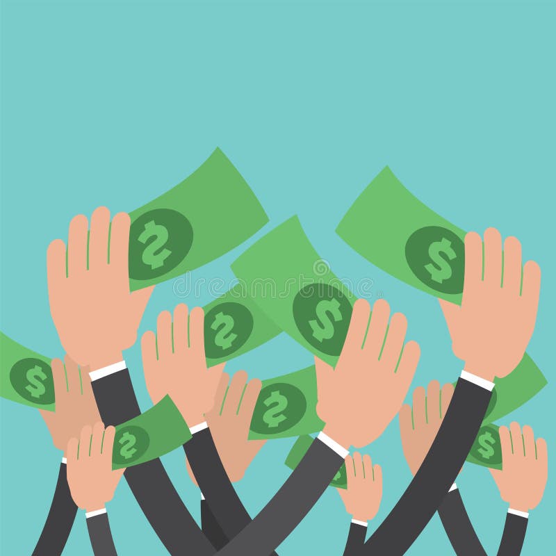 Many Hands Reach Money stock vector. Illustration of salary - 102838180