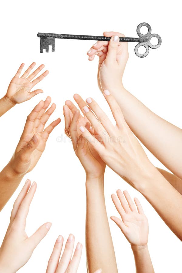 Many Hands Reaching for Key Stock Image - Image of greed, reaching ...