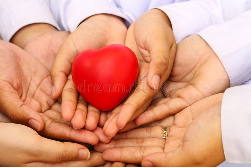 Many hands and a red heart stock photo. Image of valentine - 73717588