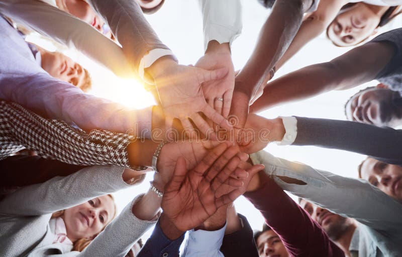 Many Hands Together, Group of Joining Hands Stock Image - Image of ...