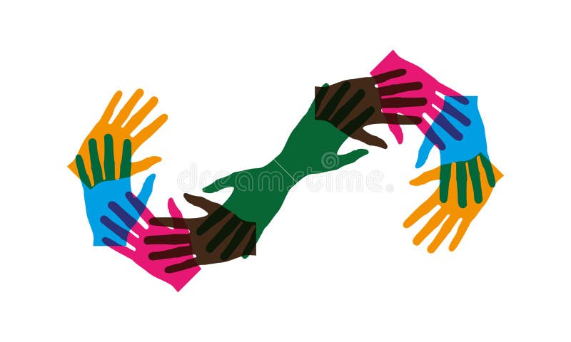 Many Hands Together Group of People Joining Hands Stock Vector ...