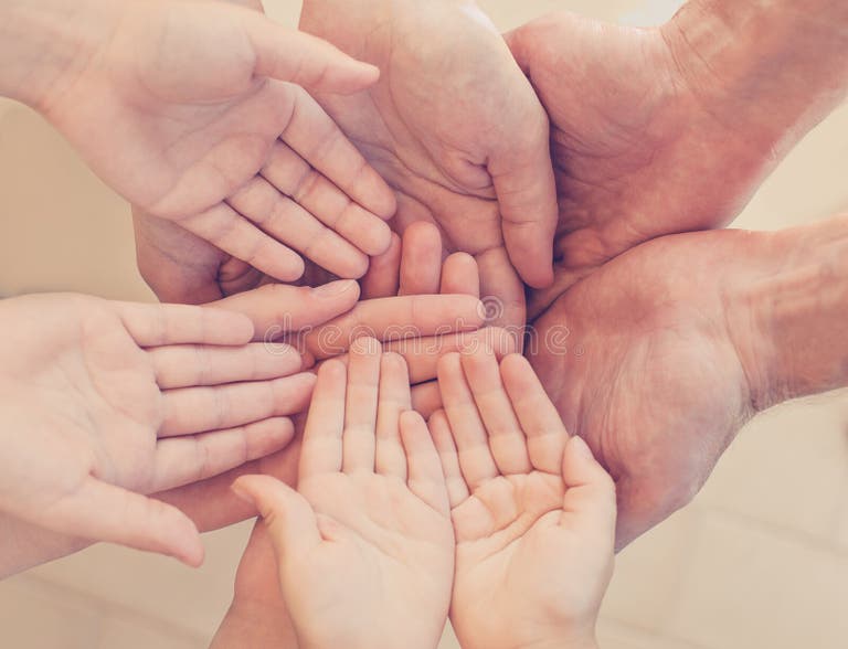 Many Hands Together: Group of People Joining Hands Stock Photo - Image ...