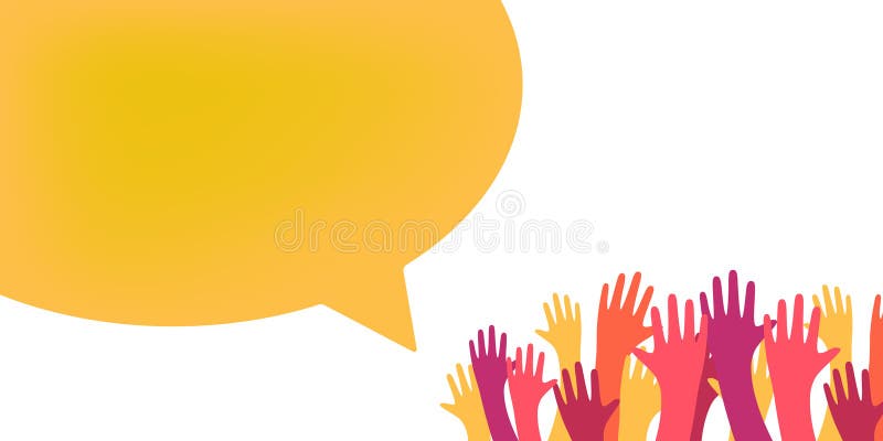 Many Hands Up and Speech Bubble Illustration Stock Vector ...